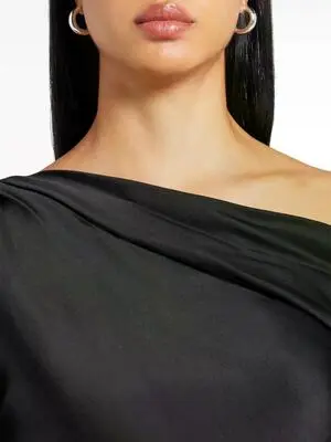 Simkhai Alice Cold-shoulder Satin Blouse - Black