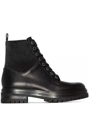 GIANVITO ROSSI Martis Leather Combat Boots