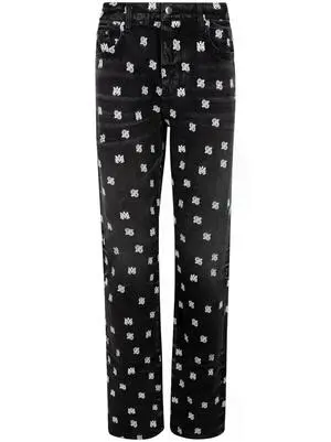 Amiri Paisley-print Straight-leg Jeans - Black
