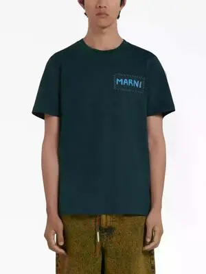 Marni Logo-patch Cotton T-shirt - Blue