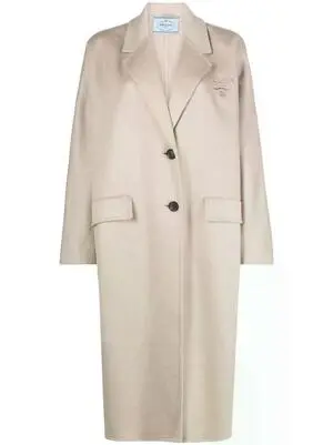 Prada Logo-embroidered Cashmere Coat