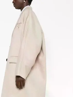 Prada Logo-embroidered Cashmere Coat