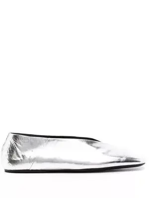JIL SANDER Metallic Leather Ballerina Shoes