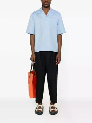 Marni Logo-print Poplin Shirt - Blue