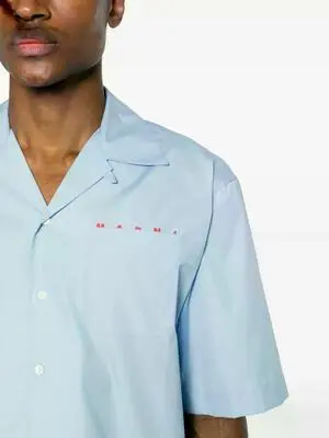 Marni Logo-print Poplin Shirt - Blue