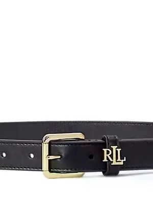Ralph Lauren Leather Belt With Gold-tone Buckle - Black