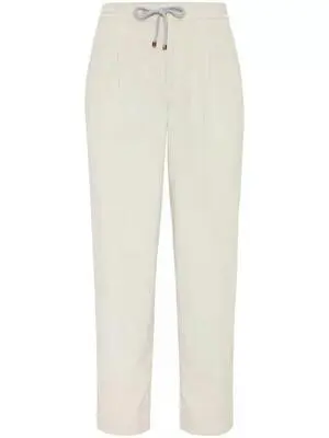 Brunello Cucinelli Pleat-detailing Cotton Trousers - Neutrals