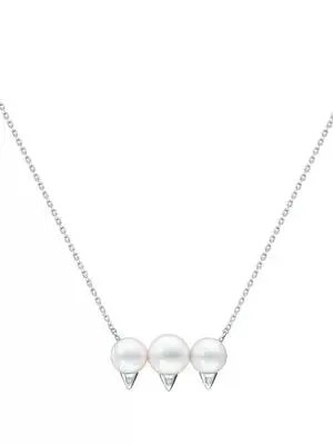 TASAKI 18kt White Gold Diamond And Akoya Pearl Necklace - Silver