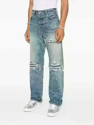 Amiri Distressed Straight-leg Jeans - Blue