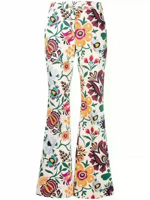 La DoubleJ Graphic-print Flared Trousers