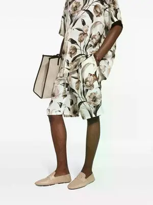 Dolce & Gabbana Floral-print Silk Shorts - White
