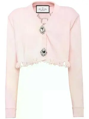 Philipp Plein Logo-embroidered Cropped Cotton Cardigan