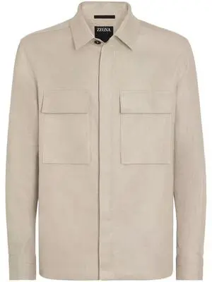 Zegna Chest-pockets Linen Shirt - Neutrals