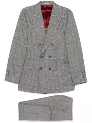 Brunello Cucinelli Prince Of Wales-check Suit - Grey