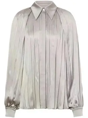 Alberta Ferretti Pleated Satin Shirt