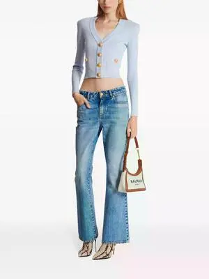 Balmain Engraved-button Cropped Cardigan - Blue