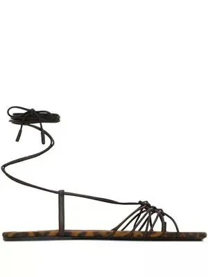 Saint Laurent Babylone Leopard Print Sandals - Neutrals