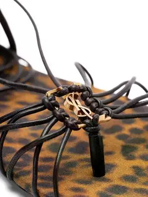 Saint Laurent Babylone Leopard Print Sandals - Neutrals