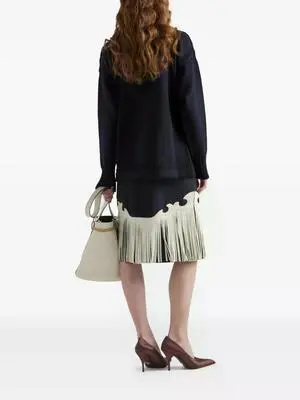 Prada Fringed Rush-stitch Midi Skirt
