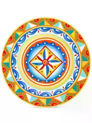 Dolce & Gabbana 2 Piece Fine Porcelain Dinner Plate Set - Orange