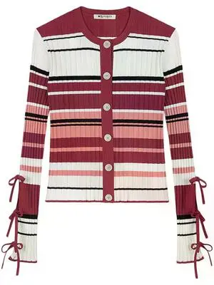 Ports 1961 Striped Bow-detailed Cardigan - Red