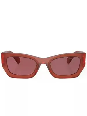Miu Miu Logo-plaque Rectangle-frame Sunglasses - Red