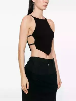 COURREGES Ribbed Crop Top - Black
