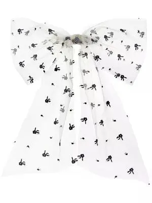MAISON MICHEL Mini Wicole Bow Hair Clip - White