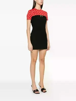 MARINE SERRE Twill Mini Dress With Logo Plaque
