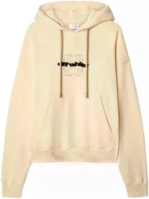 Off-White Flocked-logo Hoodie - Neutrals