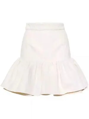 PATOU Ruffled Denim Miniskirt - Neutrals