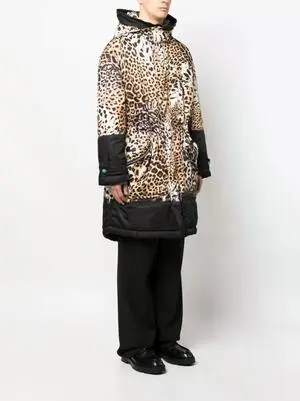 Roberto Cavalli Animal-print Padded Hooded Coat