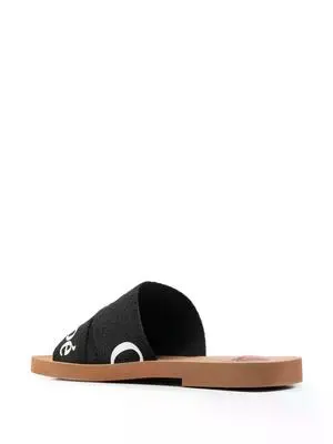 Chloé Woody Logo-print Flat Sandals - Black