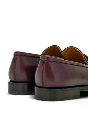 FERRAGAMO Gancio-plaque Leather Loafers - Red