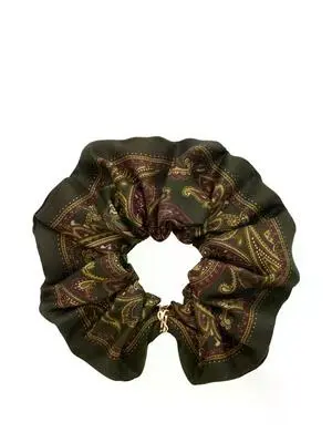 Saint Laurent Patterned Silk Scrunchie - Brown