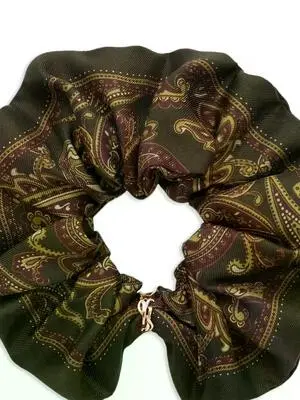 Saint Laurent Patterned Silk Scrunchie - Brown
