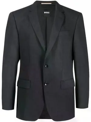 BOSS Single-breasted Stretch-wool Blazer - Black