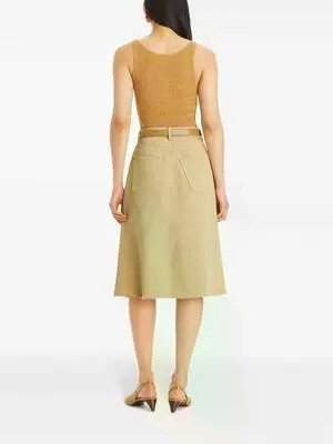 Tory Burch Deconstructed Denim Midi Skirt