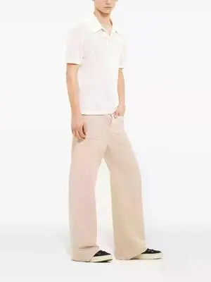 COURREGES Ac Logo-appliqué Mesh Polo Shirt - Neutrals