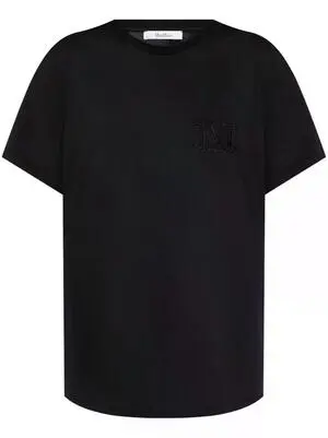 Max Mara Monogram-embroidered Cotton T-shirt - Black