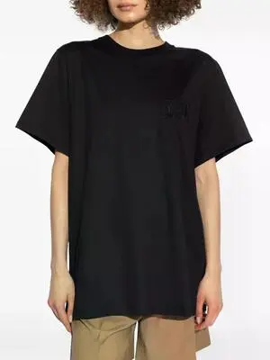 Max Mara Monogram-embroidered Cotton T-shirt - Black
