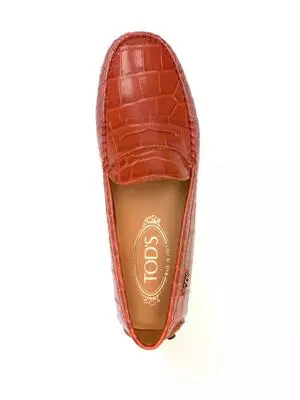 TOD'S Gommino Crocodile-effect Loafers - Orange