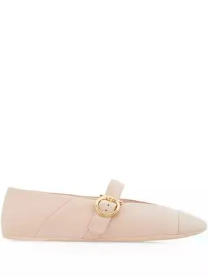 FERRAGAMO Gancini-buckle Ballet Flats - Neutrals