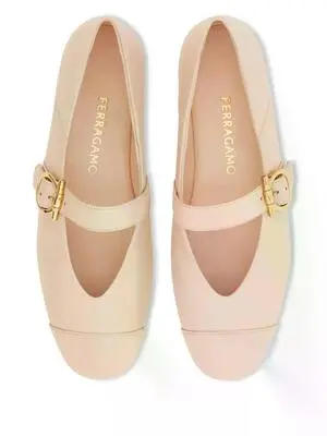 FERRAGAMO Gancini-buckle Ballet Flats - Neutrals
