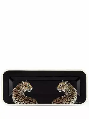Dolce & Gabbana Small Leopard-print Wood Tray - Black