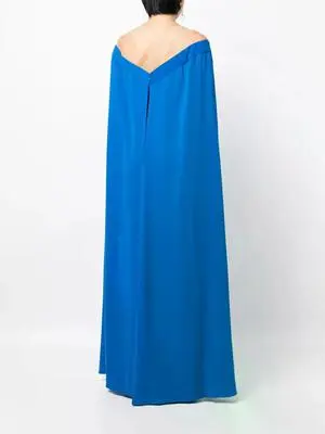 Marchesa Off-shoulder Cape-detail Gown