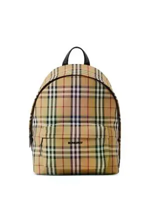 Burberry Check-print Backpack With Logo Plaque