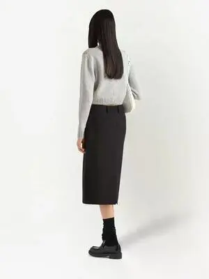 Prada Wool And Cashmere Crew Neck Sweater With Intarsia Logo