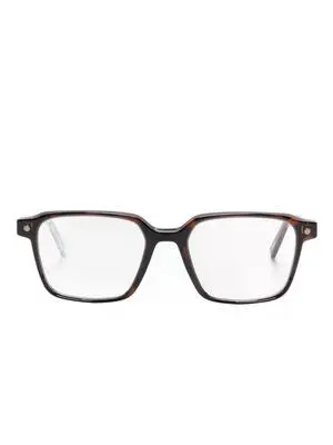 SNOB Logo-engraved Square Frame Glasses - Brown