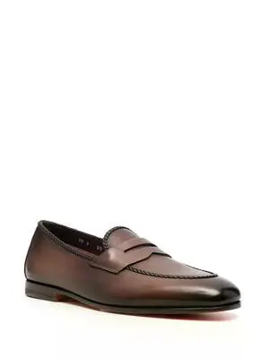 Santoni Calf Leather Penny Loafers